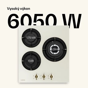 Klarstein Victoria plynová varná deska | 3 hliníkové hořáky | kompatibilní s zemním plynem a LPG | 6050 W | 45 cm
