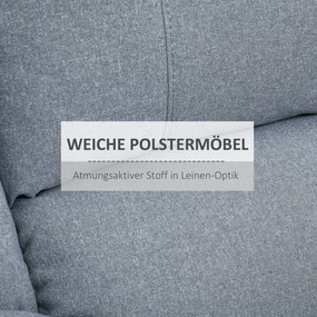 HOMCOM polohovací křeslo Televizní křeslo s funkcí polohování a boční kapsou, šedé, polyester připomínající len, 90 x 96 x 98 cm, ideální do obývacíh…