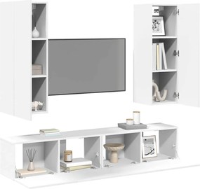 4dílný set TV skříněk bílý kompozitní dřevo 3078666
