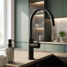 Rea Rivo, vysoká kuchyňská baterie h-365, černá matná, REA-B9341
