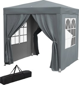 Outsunny Zahradní Altán 2 x 2 m, skládací pop-up altán, výškově nastavitelný, UV ochrana, ocelová konstrukce, 4 odnímatelné strany, na kempování, fest