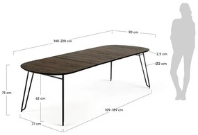 Rozkládací jídelní stůl s deskou v dekoru jasanového dřeva 90x140 cm Norfort – Kave Home