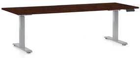Výškově nastavitelný stůl OfficeTech D, 200 x 80 cm, šedá podnož, wenge
