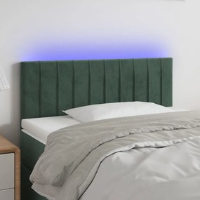 Čelo postele s LED tmavě zelené 100x5x78/88 cm samet 3121895