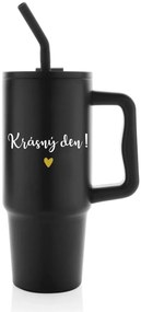 KRÁSNÝ DEN - černý cestovní termohrnek 900 ml