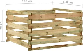 Laťkový zahradní kompostér 120x120x70 cm impregnovaná borovice 316060