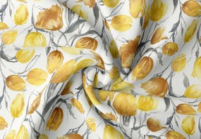Zatemňovací závěs hotový - tulipán žlutý Rozměry: Š/V 145x150 (1ks), Vršek závěsu: KROUŽKY