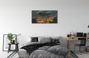 Obrazy na plátně Město v noci kouř monster 120x60 cm