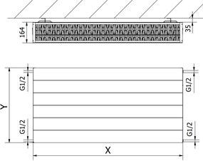 Mexen, Panelový radiátor Mexen Line CL33 300 x 2000 mm, boční připojení, 2481 W, bílý - W433L-030-200-00