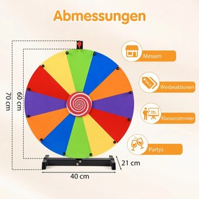 Costway Kolo štěstí pro roztočení 60 cm rulety se stojanem a 12 přepisovatelnými