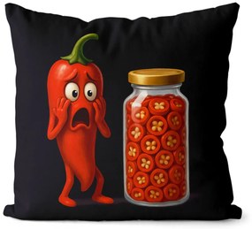 Polštář Vyděšené chilli (Velikost: 55 x 55 cm)