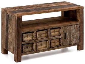 furniture-nabytek.cz - Masivní TV stolek Madurai z recyklovaného dřeva, hnědý, nezpracovaný – 90×40×55 cm