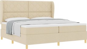 Postel s boxspringem s čelo Krémová 200 x 200 cm textil 3340842