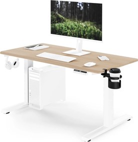 Elektrický stůl s nastavitelnou výškou ergonomický bílý/dub sonoma,1200x600 mm: ARIA