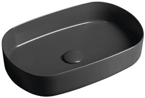 Isvea Infinity Oval umyvadlo na desku 55 x 36 cm bez otvoru pro baterii bez přepadu keramické antracit 10NF65055-2C