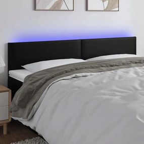 Čelo Postele S Led Šedé Umělá Kůže Černá 200 x 5 x 78/88 cm