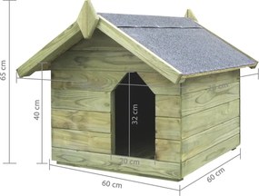vidaXL Zahradní psí bouda s otevírací střechou impregnovaná borovice [45149]