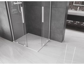 Mexen Velar L Duo, sprchový kout s posuvnými dveřmi 100 x 90 cm, 8mm čiré sklo, bílá matná, 871-100-090-02-03-20