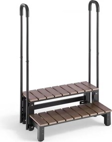 VEVOR Schody do vířivky s madlem, 2stupňové venkovní schody do vířivky, nosnost 250 kg, šířka schodu 820 mm, ocelové a robustní boky, snadná montáž, protiskluzové schody pro nadzemní/nafukovací bazén, obytný vůz, terasu, palubu