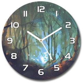 Wallmuralia Skleněné hodiny kulaté Mytický les fi 30 cm