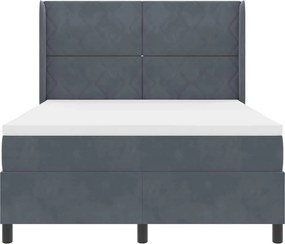 Postel s boxspringem s čelo Tmavě šedá 140 x 200 cm samet 3342063