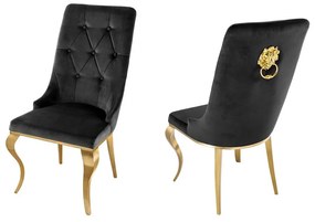 Massive home | 2SET židle MODERN BAROCCO GOLD S RUKOJETÍ černá samet