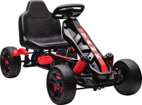AIYAPLAY Gokart s pedály, šlapací auto pro děti s brzdou, protiskluzová kola, kovový rám, 3-6 let, červená