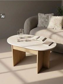 Sinsay - Konferenční stolek s deskou imitující kámen - béžová