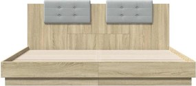 Rám postele s čelem a LED osvětlením dub sonoma 180x200 cm 3209991
