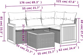 5dílná zahradní sedací souprava s poduškami béžová polyratan 3260022