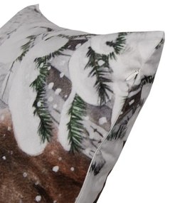 Sametový povlak na polštář Jelen v zasněžené krajině - 45*45 cm