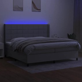 Box spring postel s matrací a LED světle šedá 200x200 cm textil 3138341