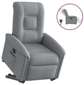 Elektrické zvedací polohovací křeslo světle šedé textil 3303274