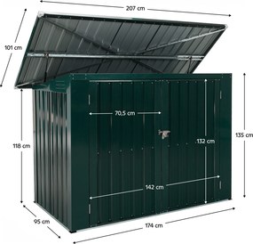 Ocelový box na dva odpadkové koše, zelená, RUBIS