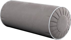 Válečkový polštář se sklady a ozdobným lemováním barva šedá látka lesklé, sametová