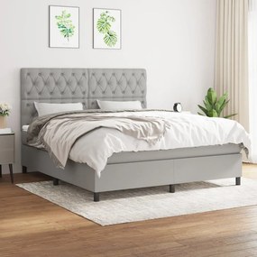 Box spring postel s matrací světle šedá 160 x 200 cm textil 3142025