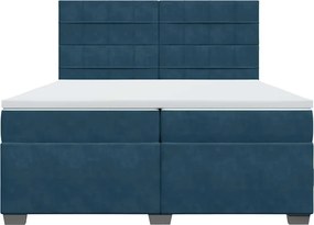 Box spring postel s matrací modrá 200 x 200 cm samet 3291006