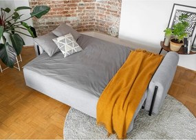 Šedá manšestrová rozkládací/s úložným prostorem pohovka 244 cm Arcadova – ELTAP