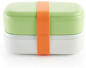 Lékué Svačinový box LUNCH BOX TO GO 2x500 ml - zeleno-bílý