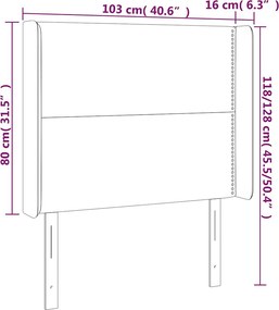 Čelo postele s LED tmavě modré 103 x 16 x 118/128 cm textil 3123954