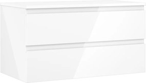 Mexen Orio, koupelnová skříňka 90 cm s horní částí, 2 zásuvky, bílá lesklá, 91A10-09047-2-BFFC00