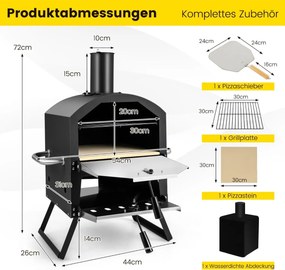 Costway 2-vrstvá pec na pizzu s grilovacím roštem a kamenem na pizzu a lopatou