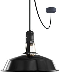 creative cables EIVA závěsná lampa IP65 do exteriéru se stínidlem, textilním kabelem, decentralizerem, baldachýnem a objímkou, voděodolná Barva: Černá