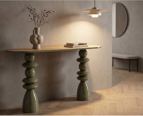 Zelený kovový konzolový stolek 45x150 cm Metal Console – Mauro Ferretti