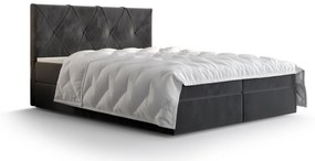 Manželská postel Boxspring 160 cm Athena (tmavě šedá) (s matrací a úložným prostorem). 1046363