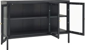 Příborník antracitový 105 x 35 x 70 cm ocel a sklo 336069
