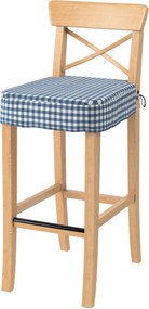 Sedák na židli IKEA Ingolf - barová barva tmavě modrá látka vzorované