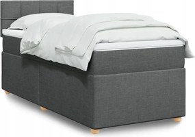 Box Spring Postel S Matrací Textil Tmavě Šedá Blok se čtverci 80 x 200 cm