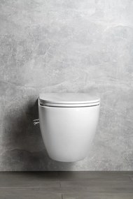 Isvea Isvea, INFINITY závěsná WC mísa Rimless, integrovaný ventil a bidetová sprška 36,5x53 cm, bílá, 10NFS1001I