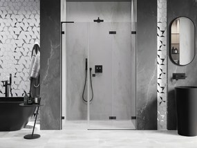Mexen Lunar-F, L pravé skládací sprchové dveře 125 cm, 8mm čiré sklo, černý matný profil, 836SL-125-050-70-00-P